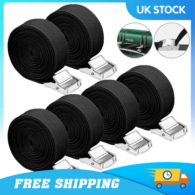 6 X 2.5M Heavy Duty Ratchet Tie Down Straps Car Roof Rack Belts Quick ...