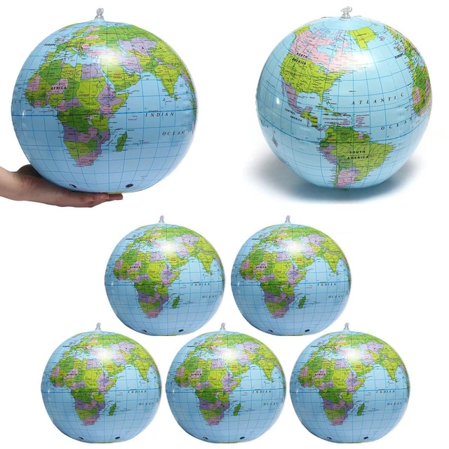 40CM LARGE INFLATABLE Ball World Globe Earth Map Blow Atlas Educational ...