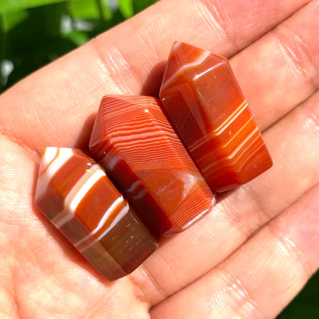 TOP 3PC NATURAL red carnelian quartz obelisk quartz crystal wand point ...