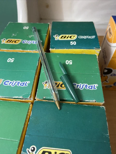 BIC CRISTAL GREEN Medium Biro Pen. Box Of 50. £10.00 - PicClick UK