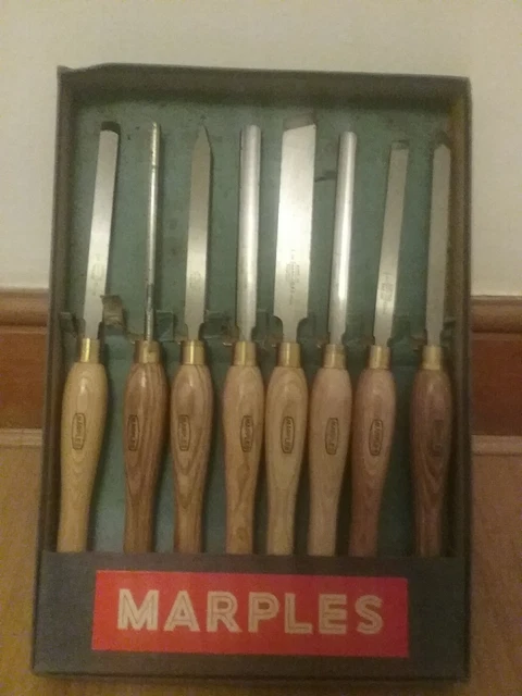 MARPLES SET OF 8 Wood turning Vintage Chisels catalogue no 1002 £110.00 ...