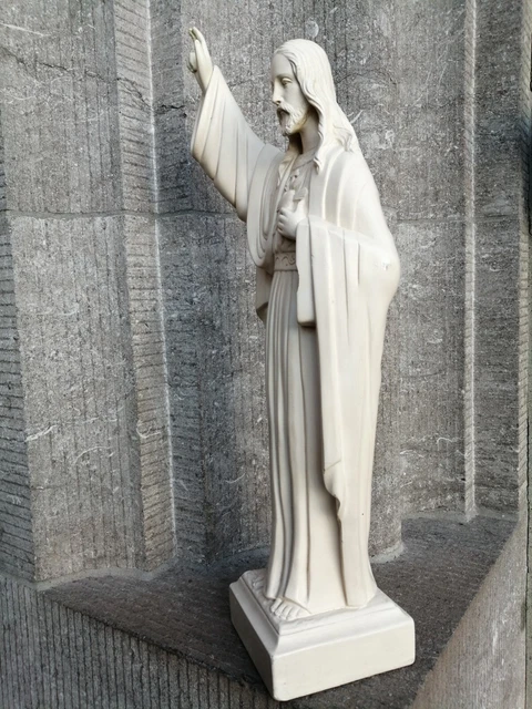 ANTIQUE CHAPEL Altar Plaster Sacred Hearth Jesus Christ Statue Figure £ ...