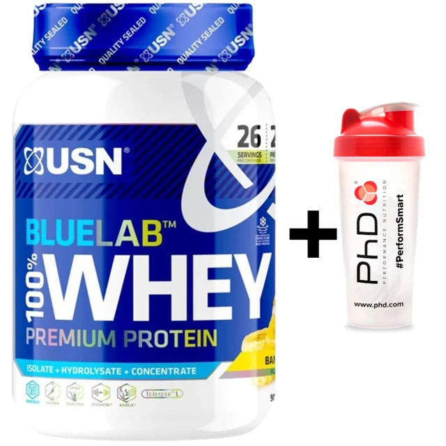 USN WHEY PROTEIN Powder Tropical Smoothie 908g + PhD Shaker DATE OCT ...