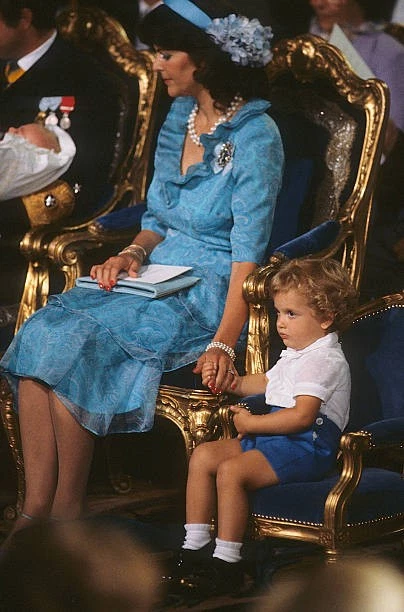 PRINCESS MADELEINE SWEDEN 1982 Queen Silvia her son Carl Philip du- Old ...