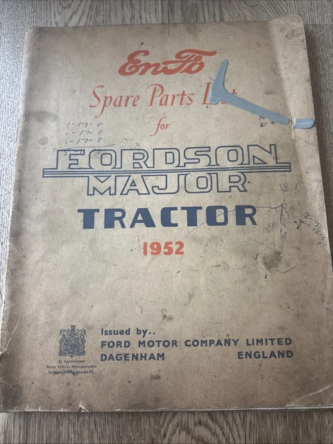 VINTAGE ORIGINAL FORDSON Major Tractor spare parts list 1952 £17.99 ...
