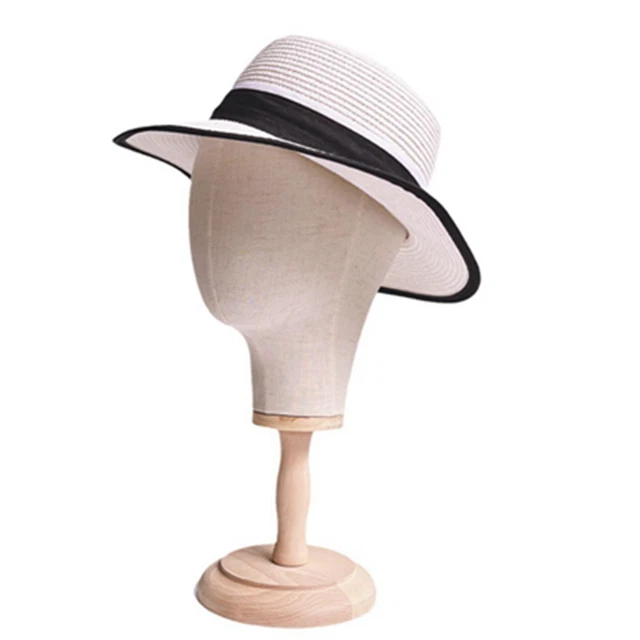 HAT WIG DISPLAY Stand Manikin Head Caps Storage Rack with Wood Base for ...