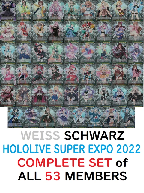 COMPLETE ALL 53 HOLOLIVE MEMBERS Cards Weiss Schwarz Super Expo Japanese NM £159.66 - PicClick UK