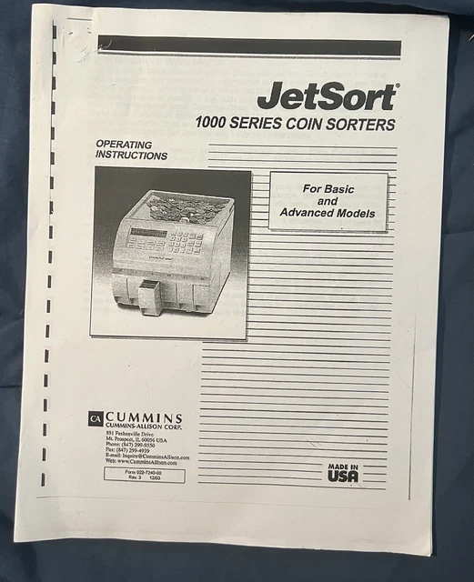 CUMMINS ALLISON JETSORT 1000 Series Compact Coin/Change Counter ...
