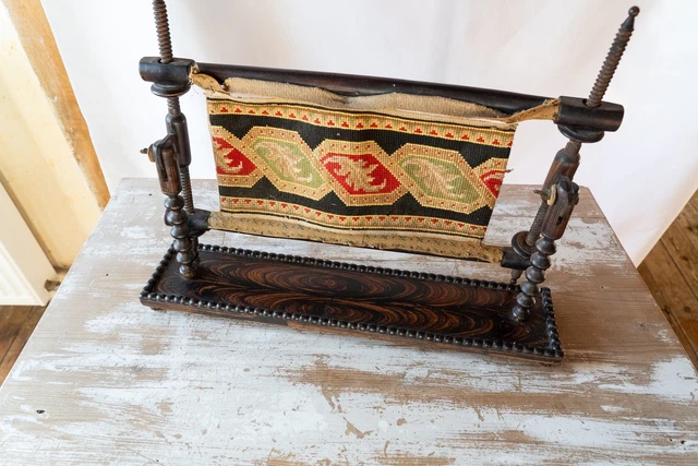 MÉTIER À TISSER broder ancien en bois mercerie broderie EUR 85,00 ...