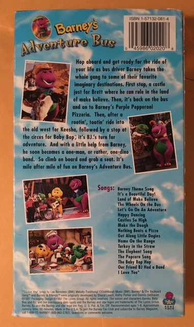 BARNEY'S ADVENTURE BUS (VHS Barney 1997) Classic Collection White Tape ...