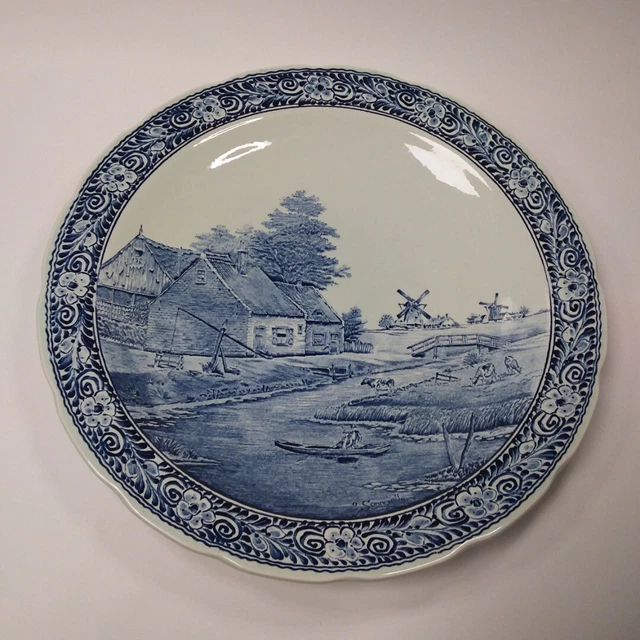 BOCH DELFT PLATE Windmill and Farm Scene Ornamental Hanging Plate £22. ...