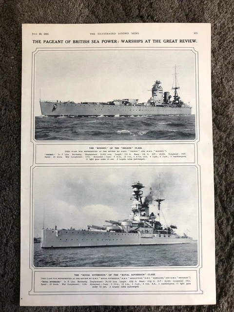 ILLUSTRATED LONDON NEWS July 20 1935 HMS Nelson Rodney Royal Sovereign ...