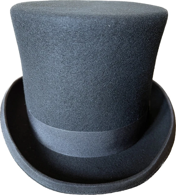 CLASSIC WOOL FELT Men Top Hat Topper Victorian Tuxedo | 6" Tall | Black ...