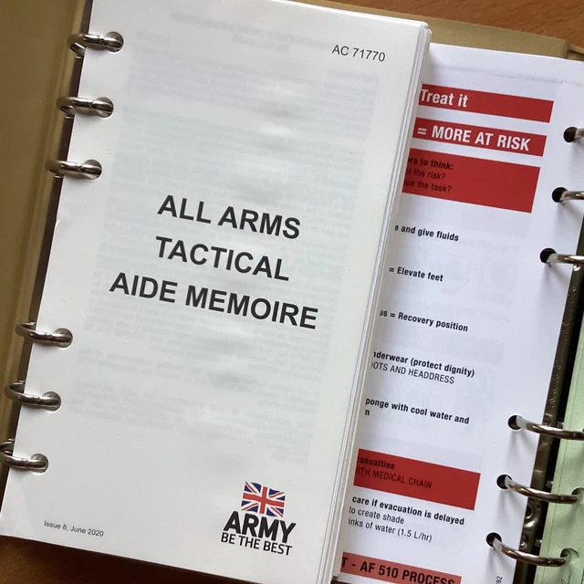 ORIGINAL BRITISH ARMY ALL ARMS TACTICAL AIDE MEMOIRE complete with ...