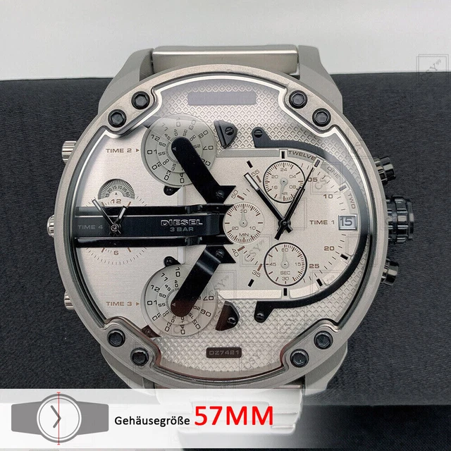 NEU DIESEL MR. Daddy 2.0 DZ7421 Chronograph Quarz Silber Wählen ...