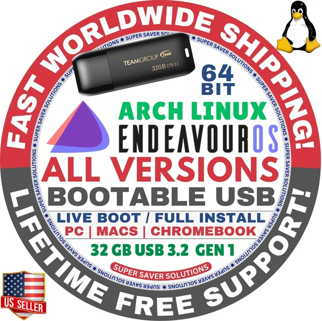 ENDEAVOUROS 2025 LINUX Os / Live + Full Boot / Dvd, Usb / 64-Bit / Mac ...