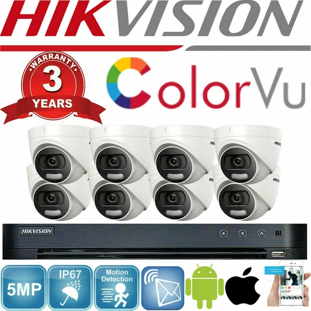 HIKVISION COLORVU IP67 CCTV SYSTEM UHD 8MP DVR 4K 5MP 24/7 COLORVu ...