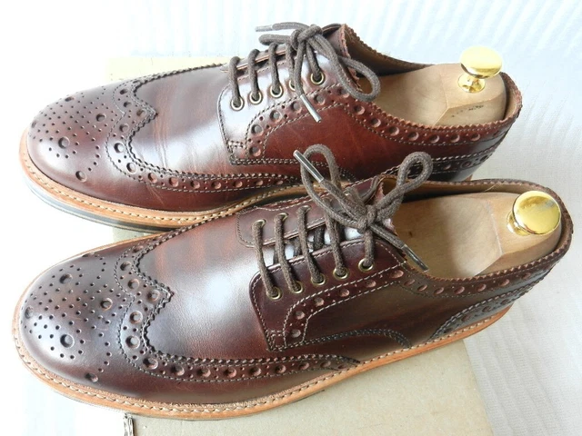 GRENSON ARCHIE DERBY Brogue Chestnut Leather Heavy Country Rubber Shoe ...