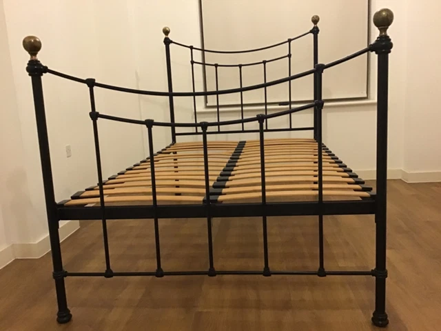 SMALL DOUBLE IRON bed frame. Prob Iron Bed Company vintage. Black ...