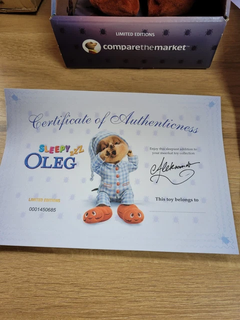 SLEEPY OLEG MEERKAT Limited Edition Toy With Certificate New In Box £0. ...