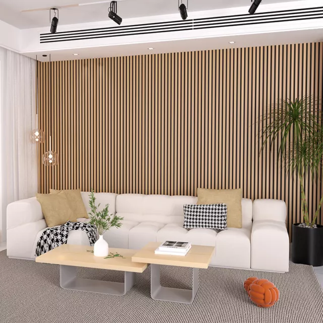 ACOUSTIC SLAT WALL Panels Wood Veneer 3D Panels 600mm x 2400mm £4.99 ...