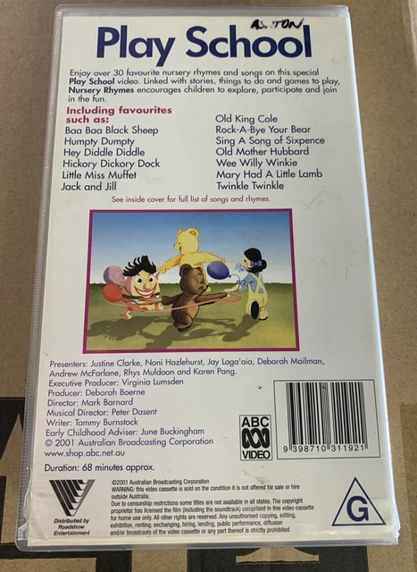 PLAY SCHOOL NURSERY Rhymes VHS Video Tape 2001 Justine Clarke Noni Jay ...