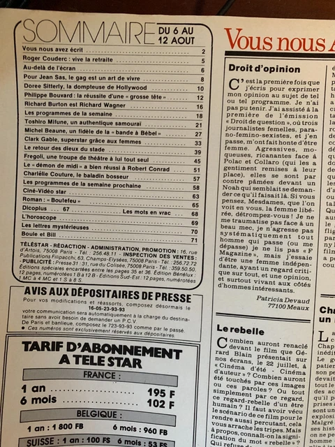 TELE STAR N°357 du 2/08/1983; Philippe Bouvard/ Jean Sas/ Toshiro ...