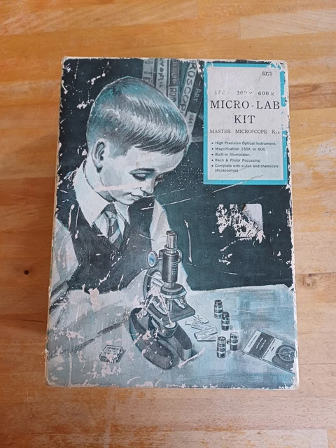 VINTAGE 50S MICRO-LAB MASTER ILLUMINATING MICROSCOPE KIT 150x300x600 ...