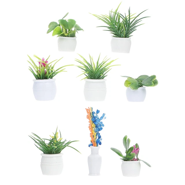 8 PCS PLANT Model Mini Flowerpot Tiny Bonsai Toy Green Plants £6.28 ...