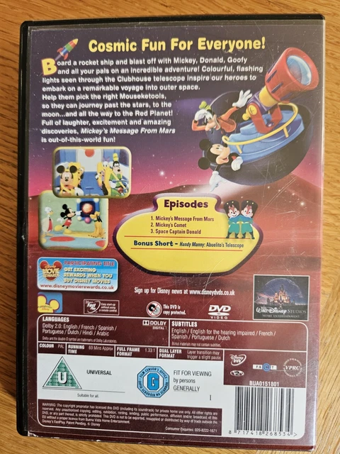 DISNEYS MICKEY MOUSE Clubhouse Mickey's Message From Mars Dvd Disney ...