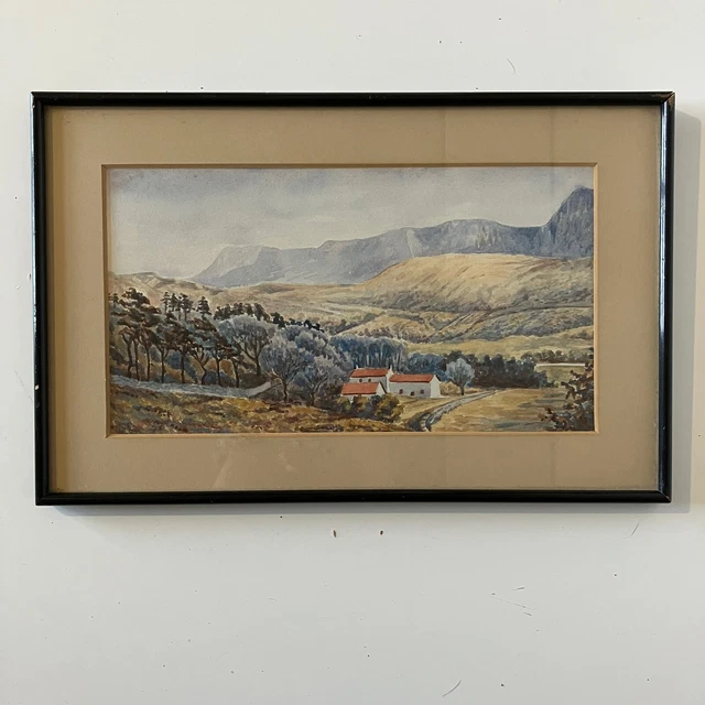 ORIGINAL AQUARELL LANDSCHAFT Gemälde Kunstwerk Kunst gerahmt Vintage Scènetal EUR 40,76 ...