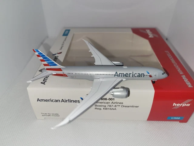 HERPA WINGS 1:500 American Airlines Boeing 787-8 Dreamliner N816AA IMBALLO ORIGINALE EUR 49,00 ...