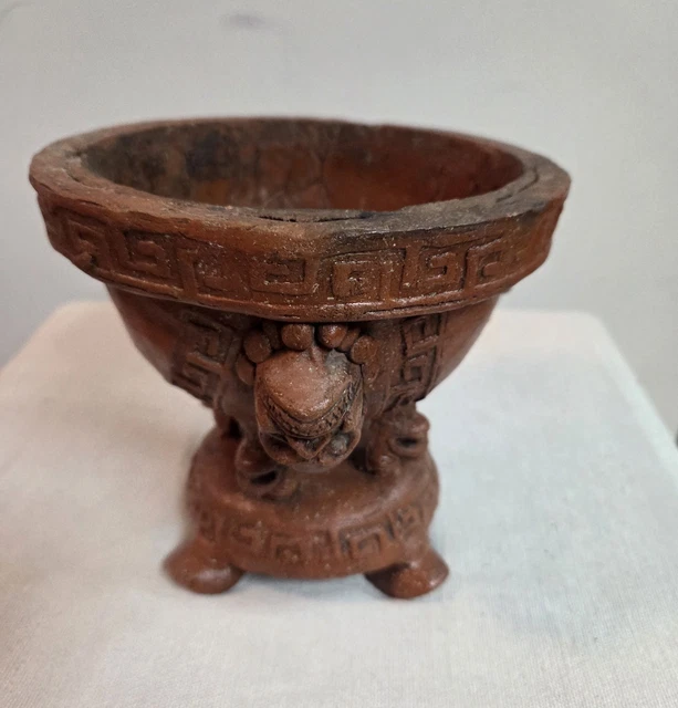 VINTAGE MEXICAN AZTEC Mayan Terracotta Cauldron Ashtray Witch Ceremony ...