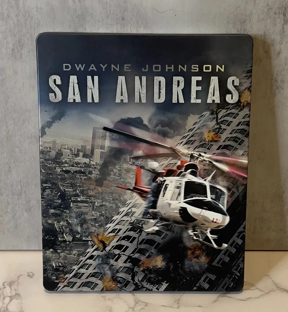 SAN ANDREAS (BLU-RAY/DVD, 2015 STEELBOOK) Dwayne Johnson Carla Gugino ...