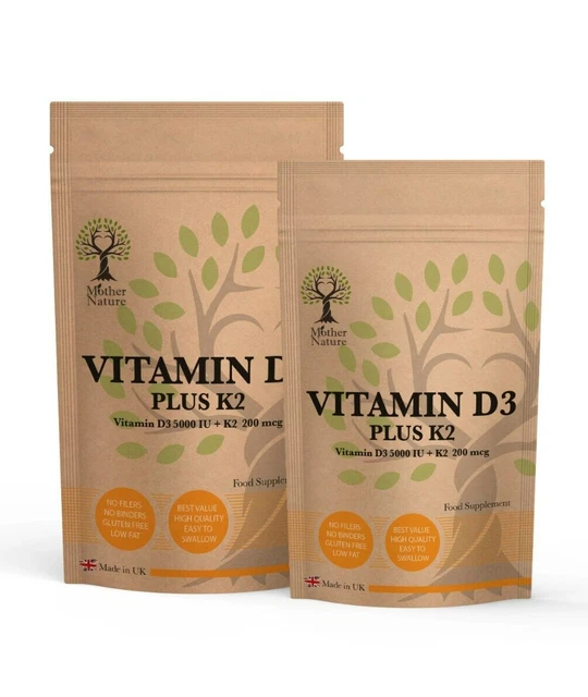 Vitamin D3 5000iu K2 Mk7 200mcg Vitamin D3 Capsules Best Natural 30 4876