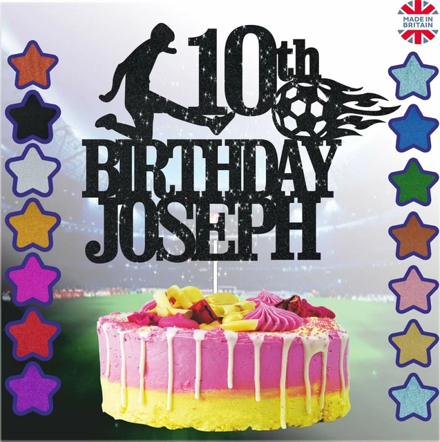 FOOTBALL CAKE TOPPER Personalised Birthday Cake Topper Glitter Cake ...