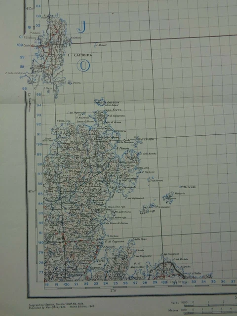 WW2 BRITISH MAP of ITALY entitled "ISOLA CAPRERA" (Scale 1:100,000) EUR ...