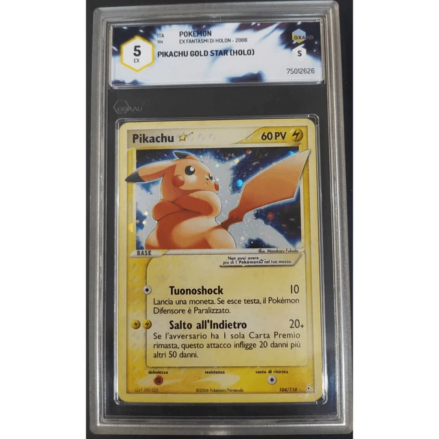 POKEMON CARD PIKACHU Gold Star EXC GRAAD Holo Ex Holon Phantoms 104/110 ...