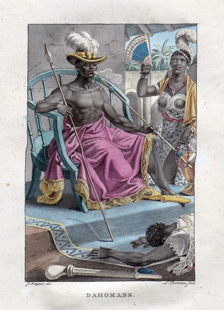 DAHOMEY WEST AFRICA Benin Costumes Copperplate Engraving Kuyper Portman ...