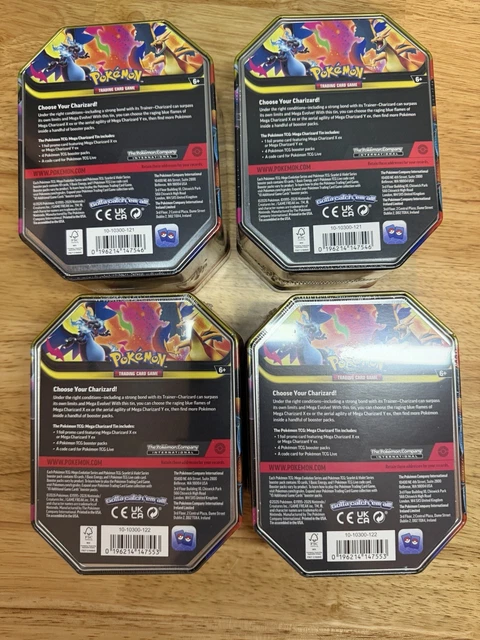 POKÉMON TCG: MEGA Charizard Y ex & X ex Tin Bundle - 4 Tins New Sealed ...