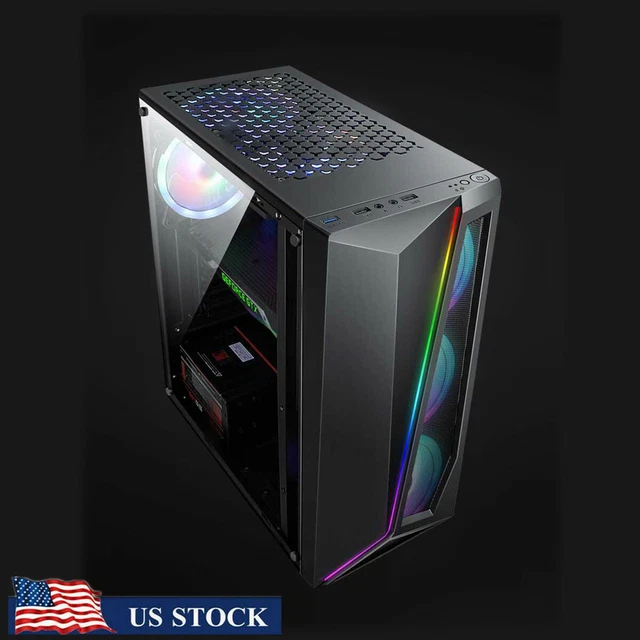 DESKTOP COMPUTER RGB Case Gaming Case ATX/MATX/ITX Mid Side Transparent ...