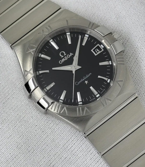 OMEGA CONSTELLATION GENTS Watch Double Eagle Quartz Steel 35mm Black ...