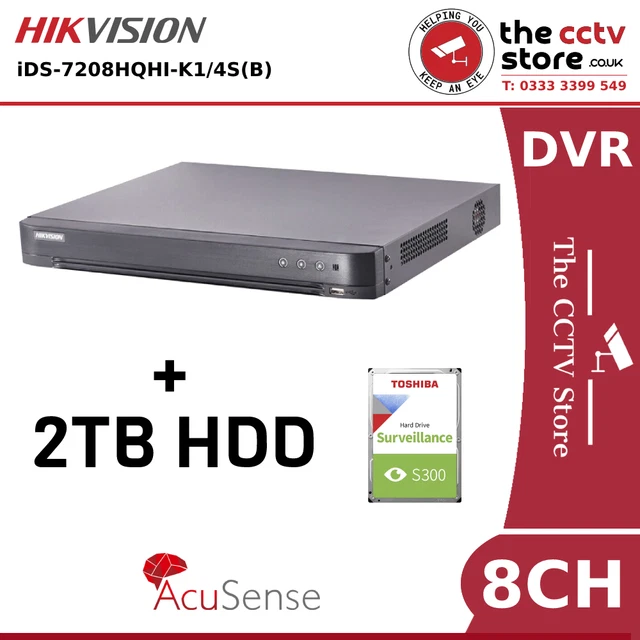 HIKVISION IDS-7208HQHI-K1/4S(B) ACUSENSE Turbo 8ch HD 4MP DVR + 2 TB ...