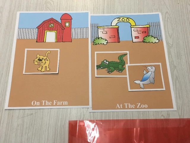 FARM OR ZOO Animals Game Learning Center- 2 Laminated Mats & 33 Cards ...