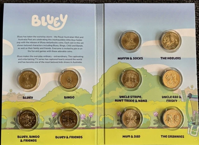 BLUEY DOLLARBUCKS 2024 - FULL SET - 10 x $1 COINS in FOLDER ...
