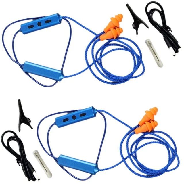 DURABLE 2-SET BLUE Bluetooth Earplugs for Hearing Protection Noisy ...