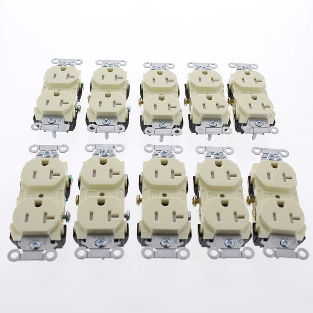 10 HUBBELL ALMOND Tamper Resistant Smooth Duplex Receptacles 5-20R 20A ...