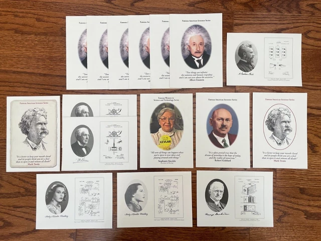 (16) FAMOUS AMERICAN INVENTORS Blank Greeting Cards Einstein Eastman ...
