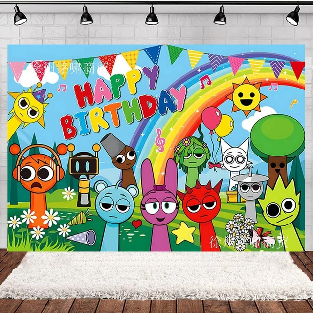 SPRUNKI BACKDROP BANNER Birthday Party Supplies Photo Banner ...