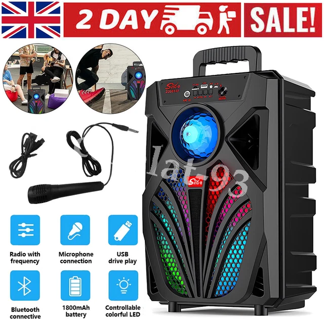 Portable Bluetooth Speaker Heavy Bass Party Stereo Subwoofer Mic Tws